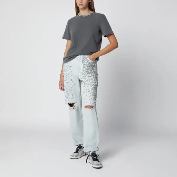 GOLDEN GOOSE Embellished Cotton T-shirt - Grey