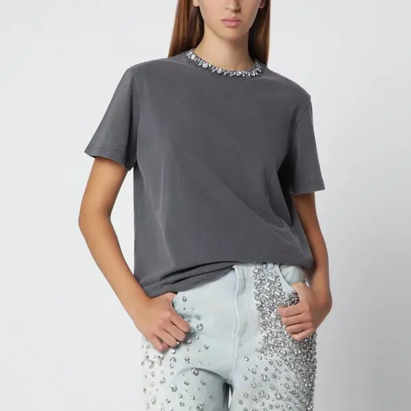 GOLDEN GOOSE Embellished Cotton T-shirt - Grey
