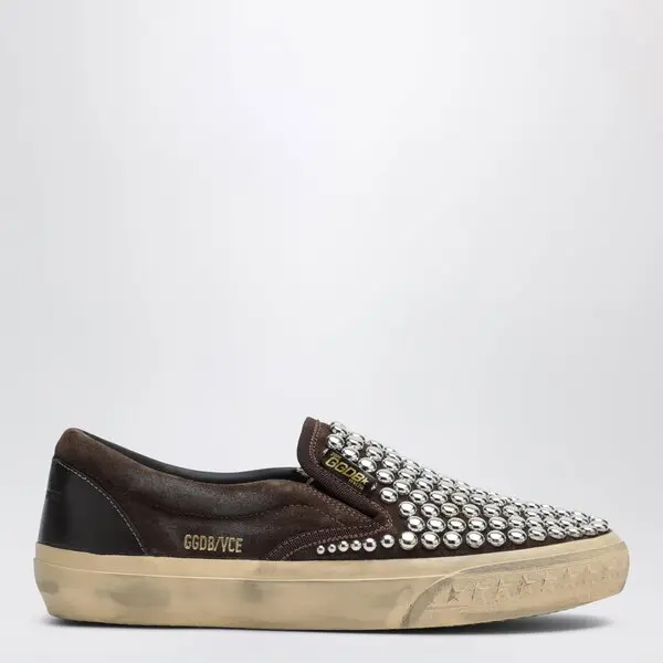 GOLDEN GOOSE Suede Slip-on Shoes With Studs - Brown