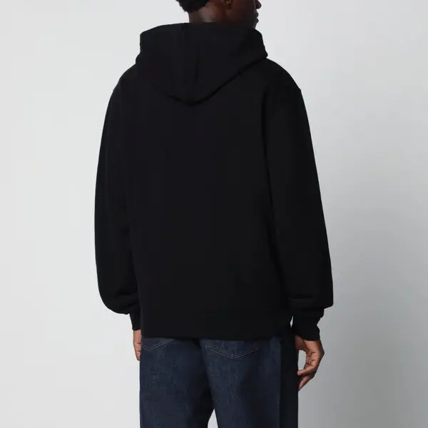 Jacquemus Cotton Fleece Hoodie With Grosgrain Logo Detail - Black