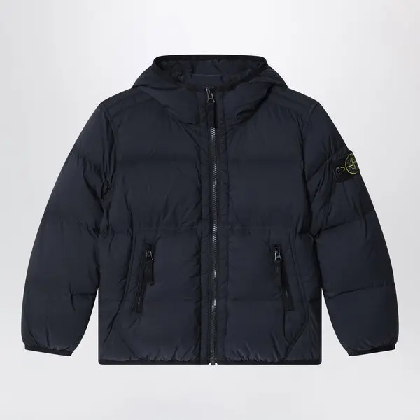 Stone Island Navy Nylon Hooded Down Jacket