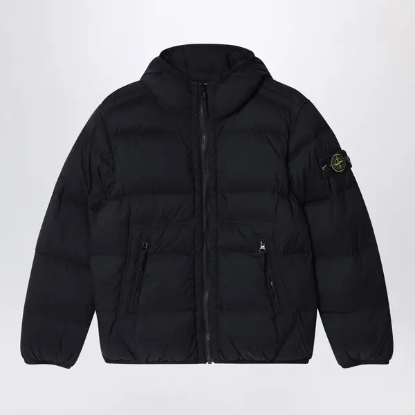 Stone Island Nylon Hooded Down Jacket - Black