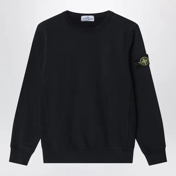 Stone Island Cotton Sweatshirt With Compass Patch - Black