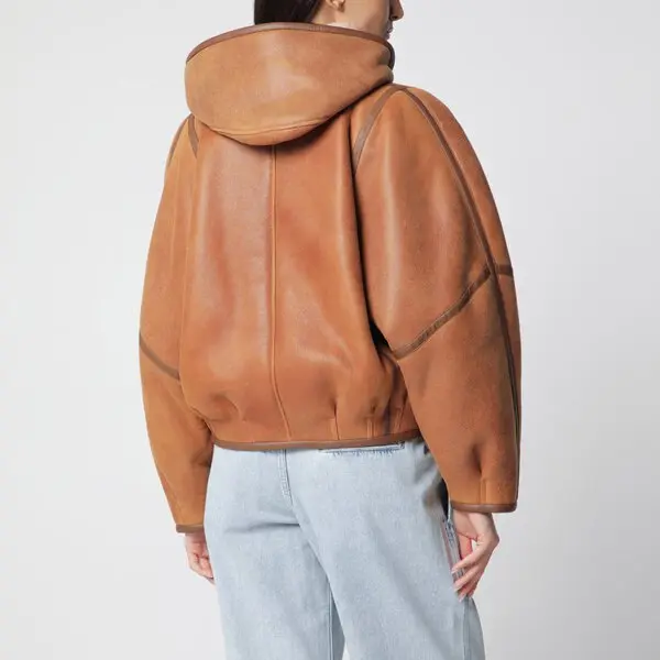 Isabel Marant Étoile Amiel Hooded Shearling Short Coat - Brown