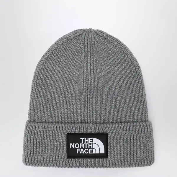 The North Face Ribbed Beanie With Logo Patch - Grey