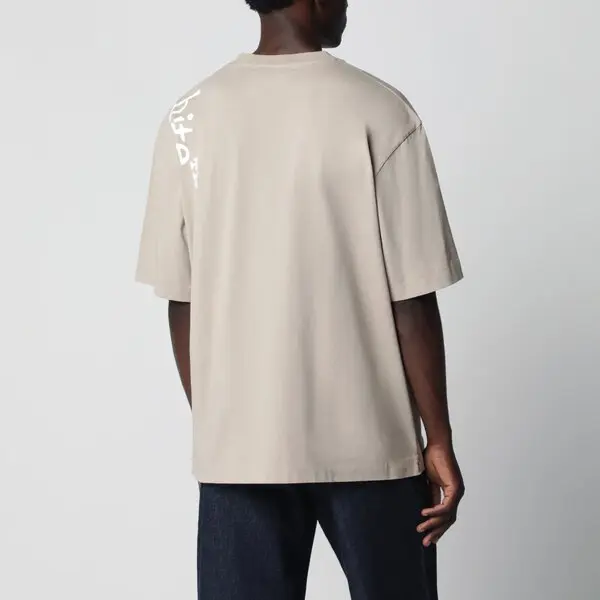 OFF-WHITE™ Beige Cotton Crew-neck T-shirt With Printed Logo