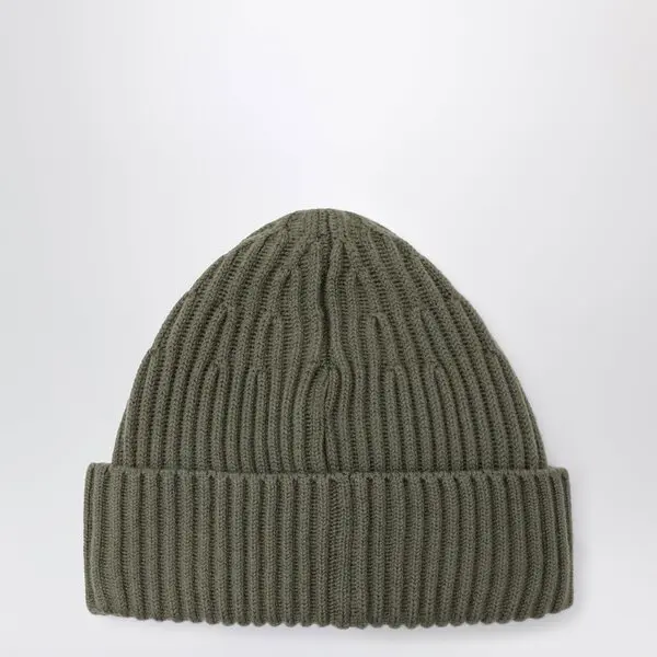 Stone Island Ribbed Wool Beanie With Compass Patch