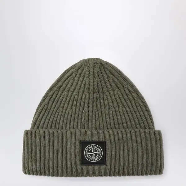 Stone Island Ribbed Wool Beanie - Green