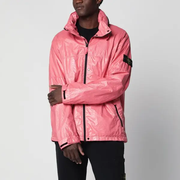Stone Island Geranium Glossy Nylon Jacket - Pink
