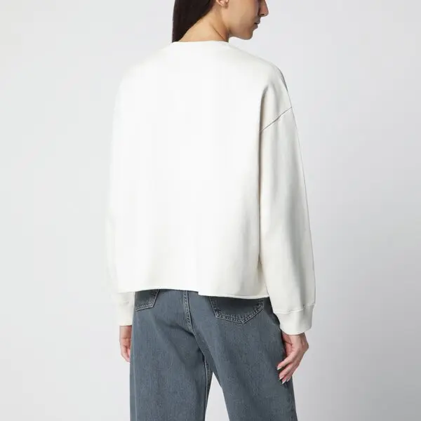 MAISON MARGIELA Ecru Logo Print Fleece Sweatshirt