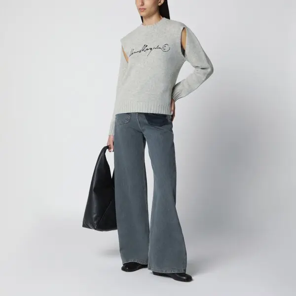 MAISON MARGIELA Sweater With Calligraphic Print - Grey