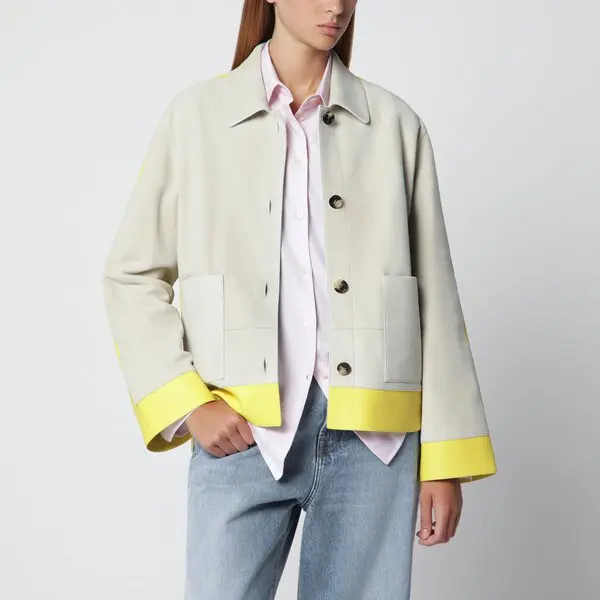 Loewe Light Suede Jacket With Contrasting Inserts - Grey