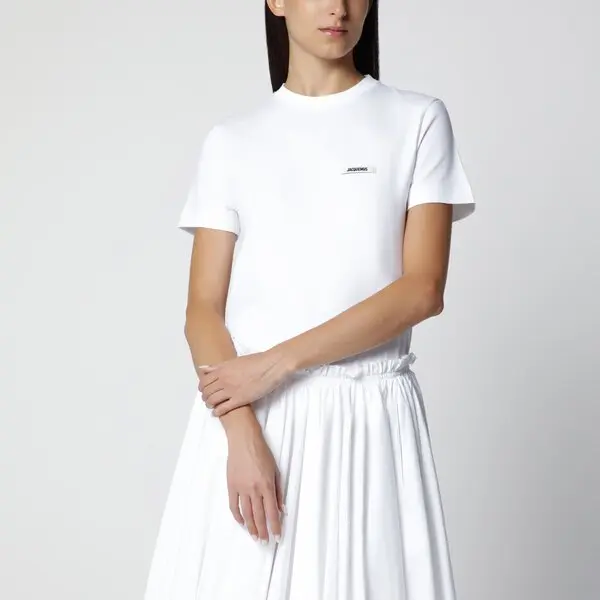 Jacquemus Fitted T-shirt With Grosgrain Logo Detail - White