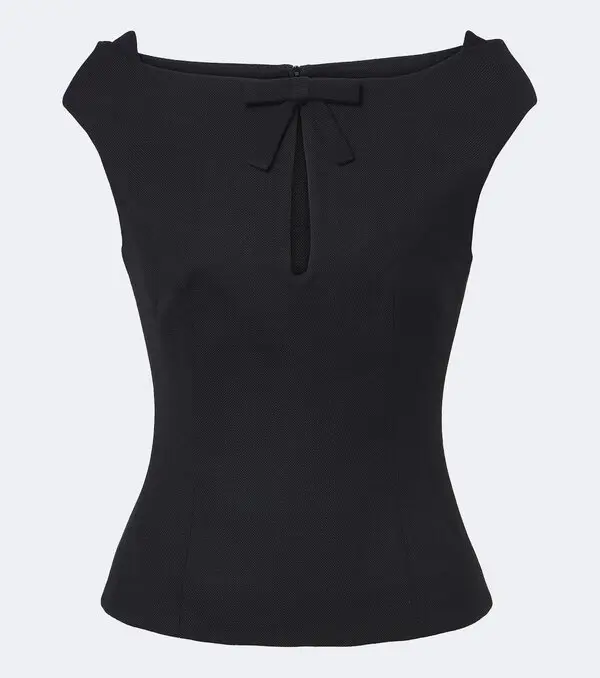 SHUSHU/TONG Bow-detail Off-shoulder Top - Blue