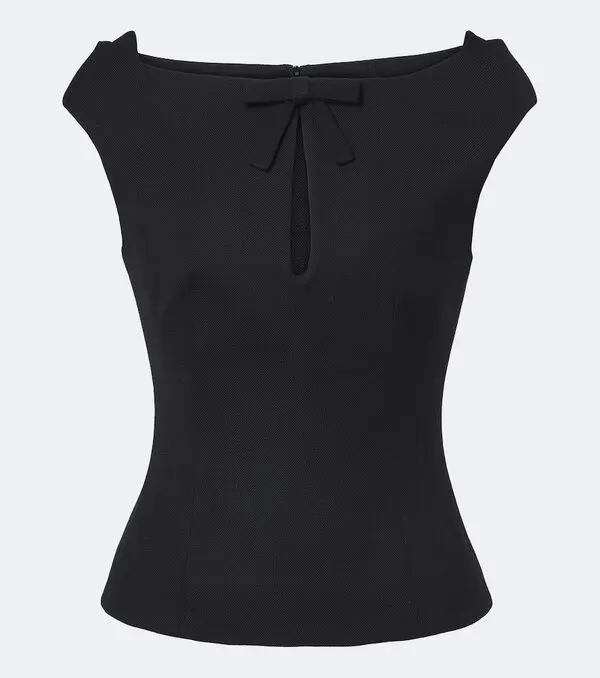 SHUSHU/TONG Bow Detail Off-shoulder Top - Blue