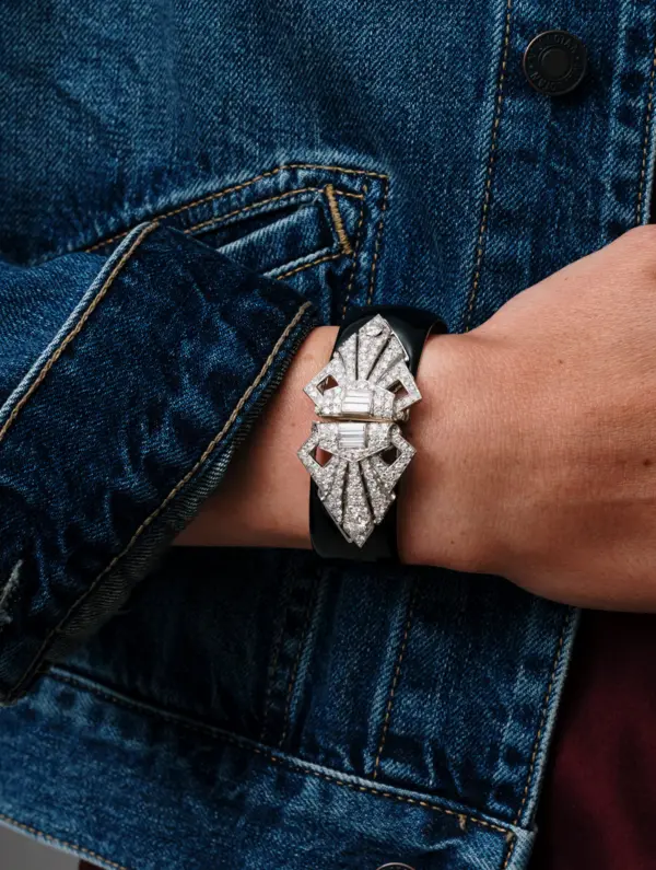Estate Art Deco Diamond & Lacquer Transformable Cuff, Circa 1930