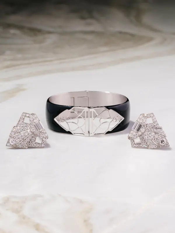 Estate Art Deco Diamond & Lacquer Transformable Cuff, Circa 1930