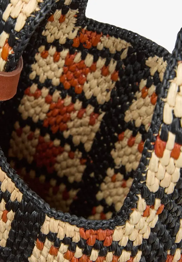 A.p.c. Woven Raffia Bag With Embossed Logo Detail - Chestnut Brown