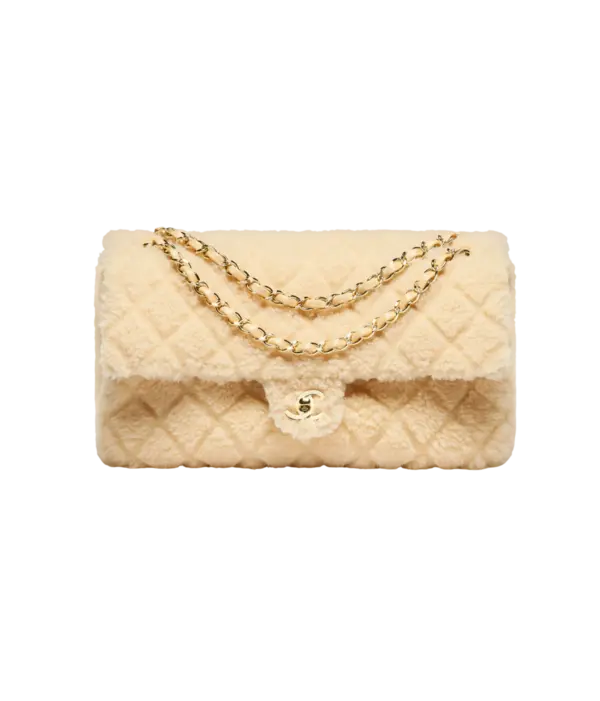 Chanel Maxi Flap Bag In Grained Calfskin - Beige