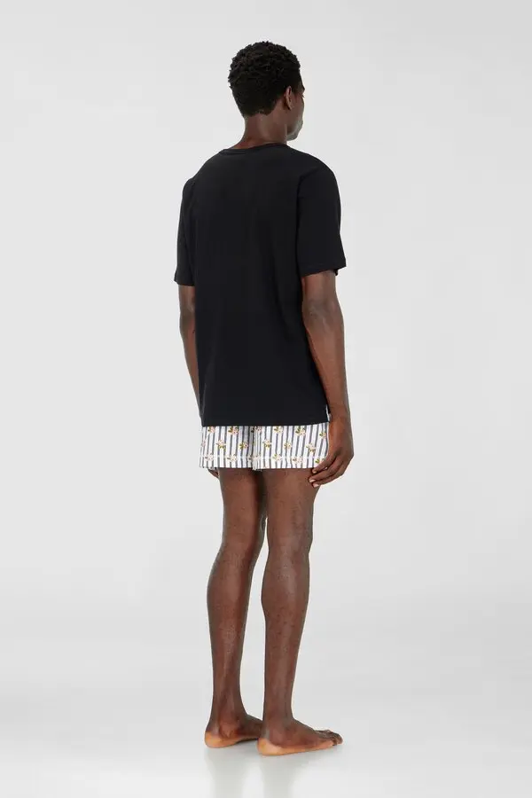 DIESEL® Cotton Pajama Set With Graphic T-shirt And Printed Shorts - Multicolor