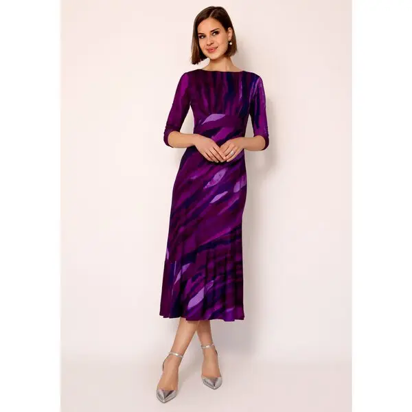 ALIE STREET LONDON Asymmetric Bias Cut Midi Dress - Vivid Plum
