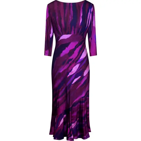 ALIE STREET LONDON Asymmetric Bias Cut Midi Dress - Vivid Plum