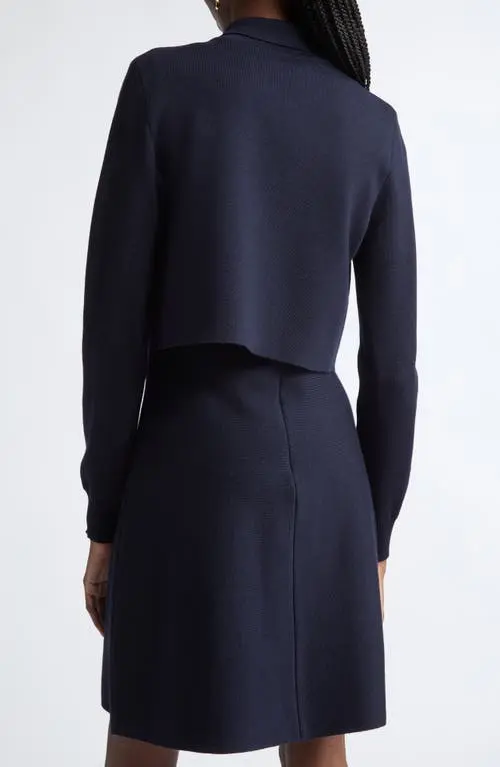 Oscar De La Renta Mixed Botanical Embroidered Cropped Wool Blend Jacket