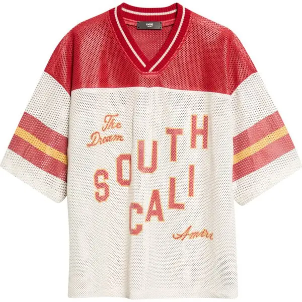 Amiri 11430268 South Cali Leather Mesh Football Jersey - Ivory