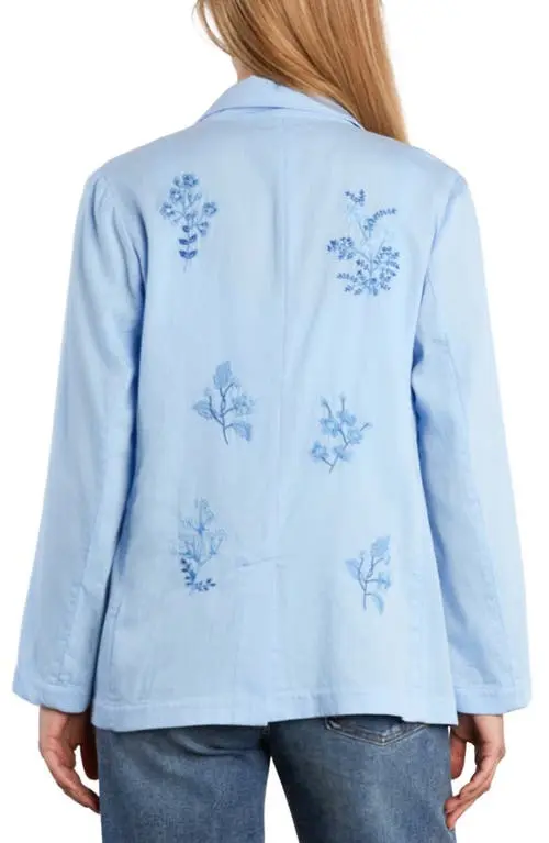 BILLY T Embroidered Floral Denim Blazer