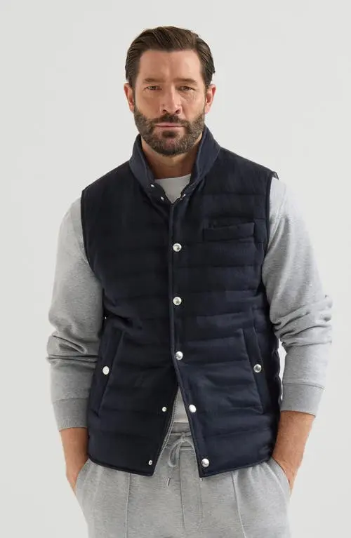 Brunello Cucinelli Lightweight Cashmere Flannel Down Vest - Dark Grey
