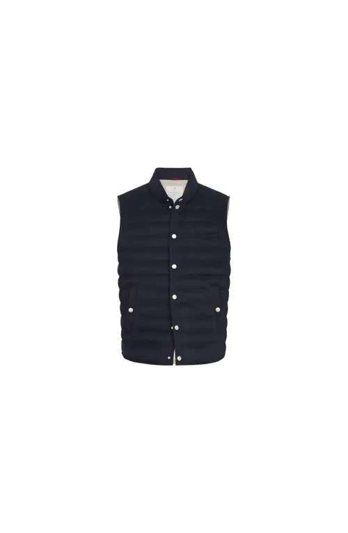 Brunello Cucinelli Lightweight Cashmere Flannel Down Vest