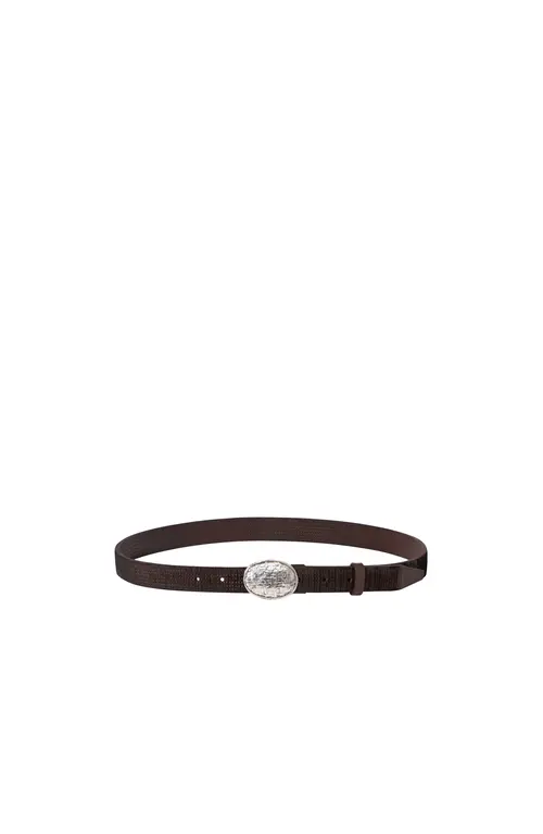 Brunello Cucinelli Textured Calfskin Belt With Braided Metal Buckle