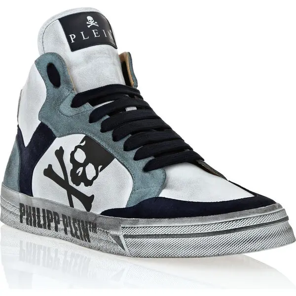 Philipp Plein High-top Sneakers Retrokickz Leather - White/middleblue