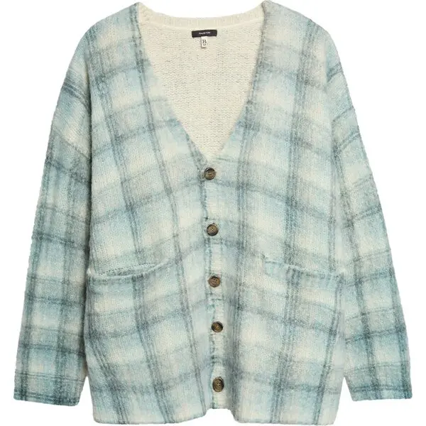 R13 Plaid Oversize Cardigan - Blue Plaid