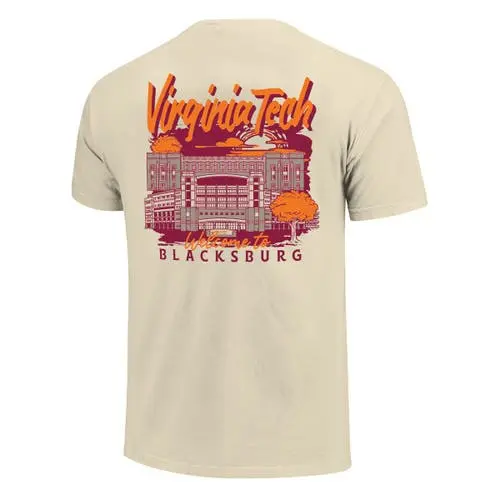 IMAGE ONE Virginia Tech Hokies Comfort Colors Hand-drawn Campus Stack T-shirt