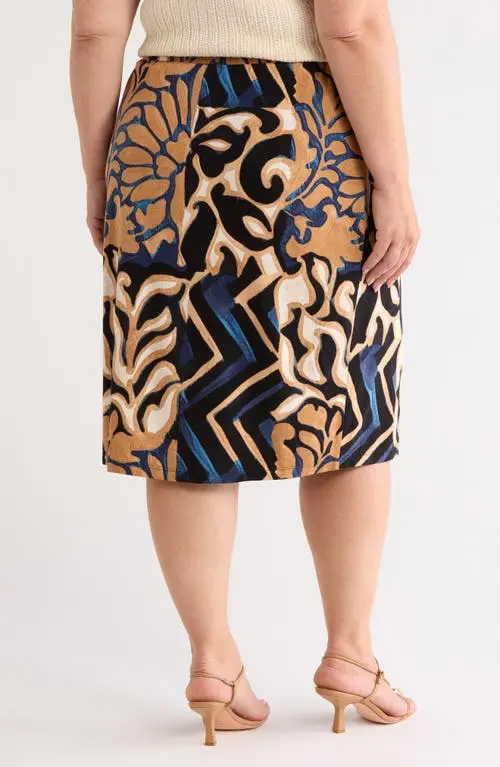 NIC+ZOE Deco Blooms Knit Faux-wrap Skirt