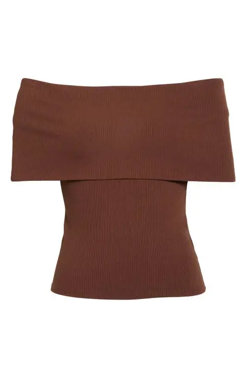 Paige Rosarita Rib Knit Off-the-shoulder Top - Oak