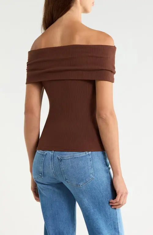 Paige Rosarita Rib Knit Off-the-shoulder Top - Oak