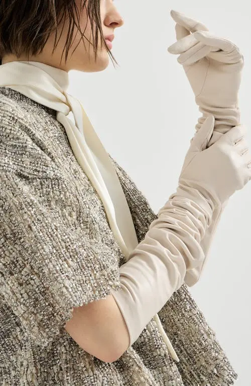 Brunello Cucinelli Nappa Leather Long Gloves - White