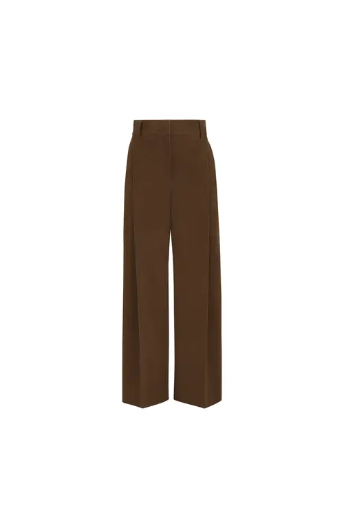 Brunello Cucinelli Stretch Cotton Moleskin Loose Sartorial Trousers With Monili Decoration