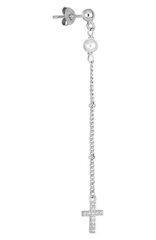 ATHRA LUXE Imitation Pearl & Cross Linear Drop Earrings