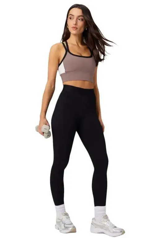 FABLETICS Principal Color Block Longline Impact Bra - Desert Shadows/bone/black