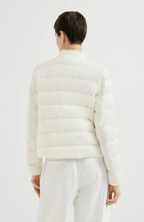 Brunello Cucinelli Water-resistant Matte Nylon Down Jacket With Logo
