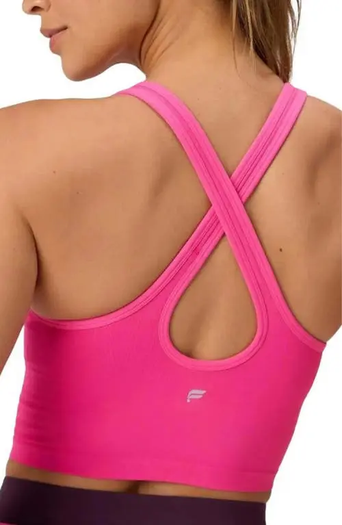 FABLETICS Seamless Cropped Built-in Bra Tank - Pink Crush