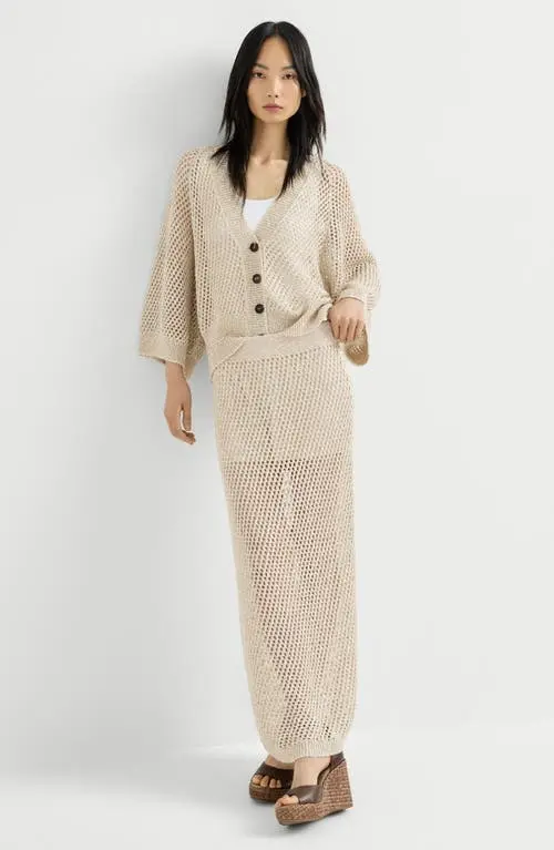 Brunello Cucinelli Hemp Net Knit Maxi Skirt