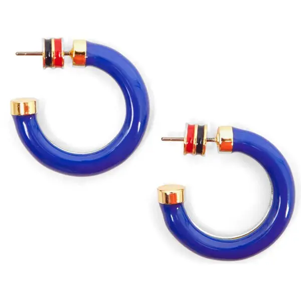 Clare V. Le Tube Hoop Earrings - Cobalt