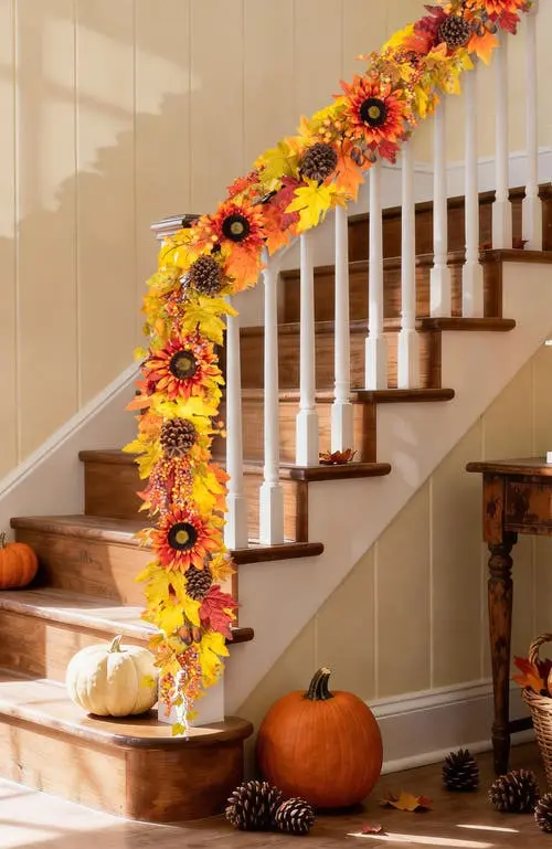 GLITZHOME 12ft Fall Oversized Sunflower Garland