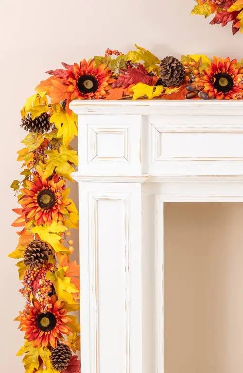 GLITZHOME 12ft Fall Oversized Sunflower Garland