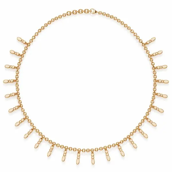 LINDA FIORE Amalei 18k Gold Vermeil Necklace With Creme Enamel - White