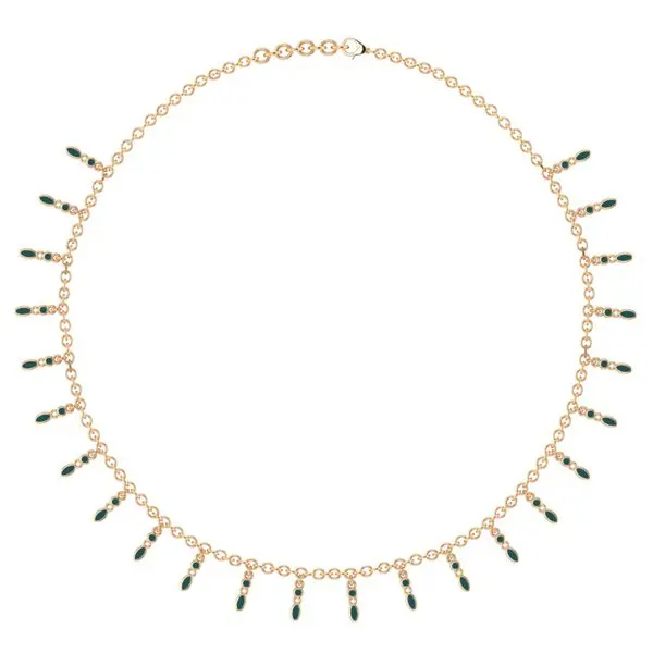 LINDA FIORE Amalei 18k Gold Vermeil Necklace With Dark Enamel - Green
